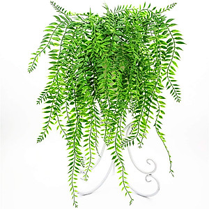 PASYOU Hanging Plant Fake Plants for Decoration, Artificial Vines Plastic Ivy Greenery Garland Decor Grass Faux Leaves Stems for Outdoor Indoor Outside Home Garden Party Office Wedding Vine - 4 Pack