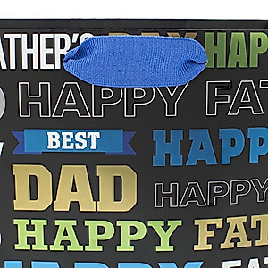 Hallmark 9" Medium Father's Day Gift Bag with Tissue Paper (Black, Green, Blue, Gold) "Best Dad" "Happy Father's Day"