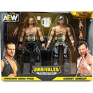 All Elite Wrestling Unrivaled Collection Tag Team Pack - Kenny Omega and Hangman Adam Page Action Figures, Plus Accessories - Amazon Exclusive