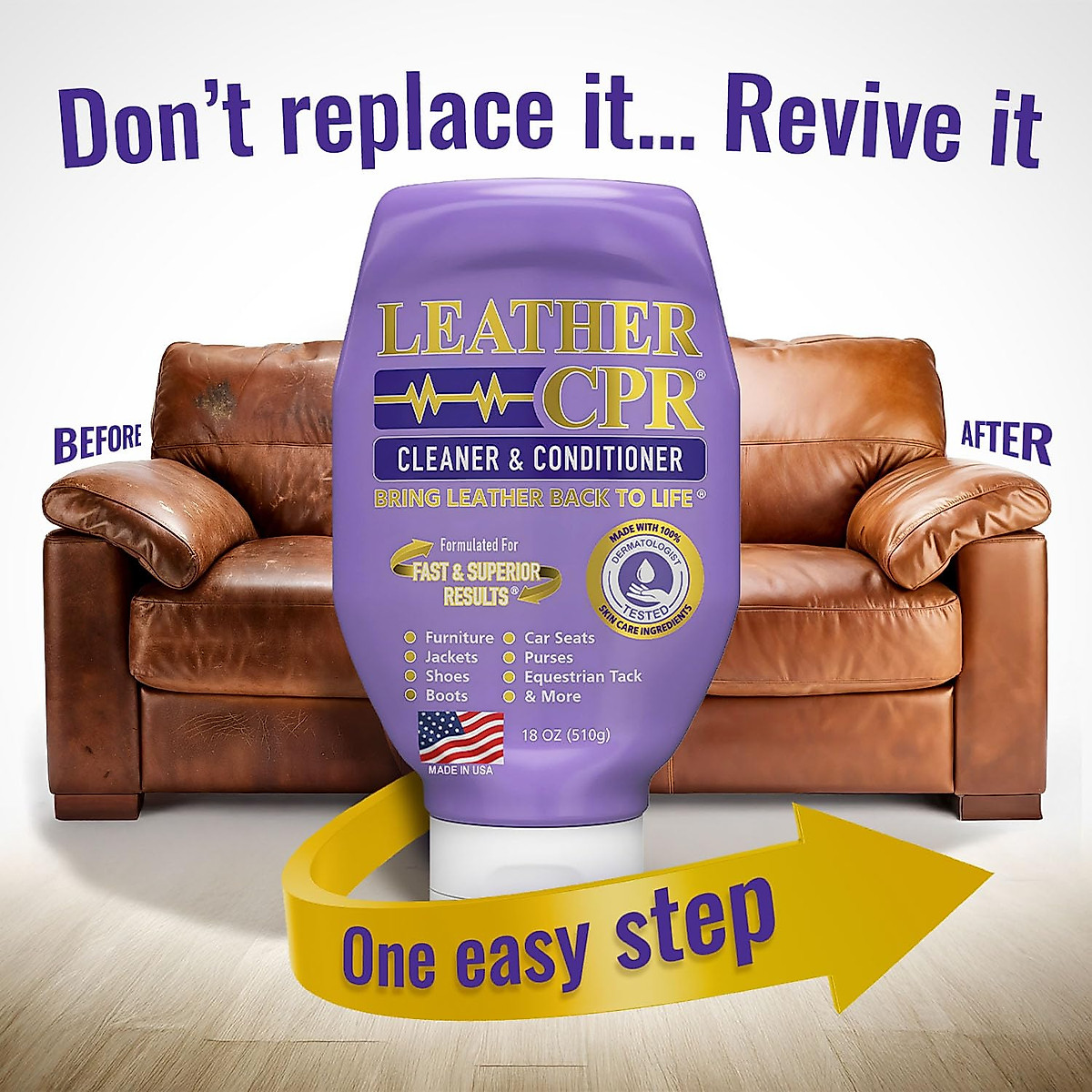 Leather CPR Cleaner & Conditioner 18oz - Best Leather Cleaner & Conditioner. Cleans, Conditions, Restores & Protects Leather Furniture, Handbags, Car Seats, Jackets, Boots, Shoes, Saddles, Tack & More