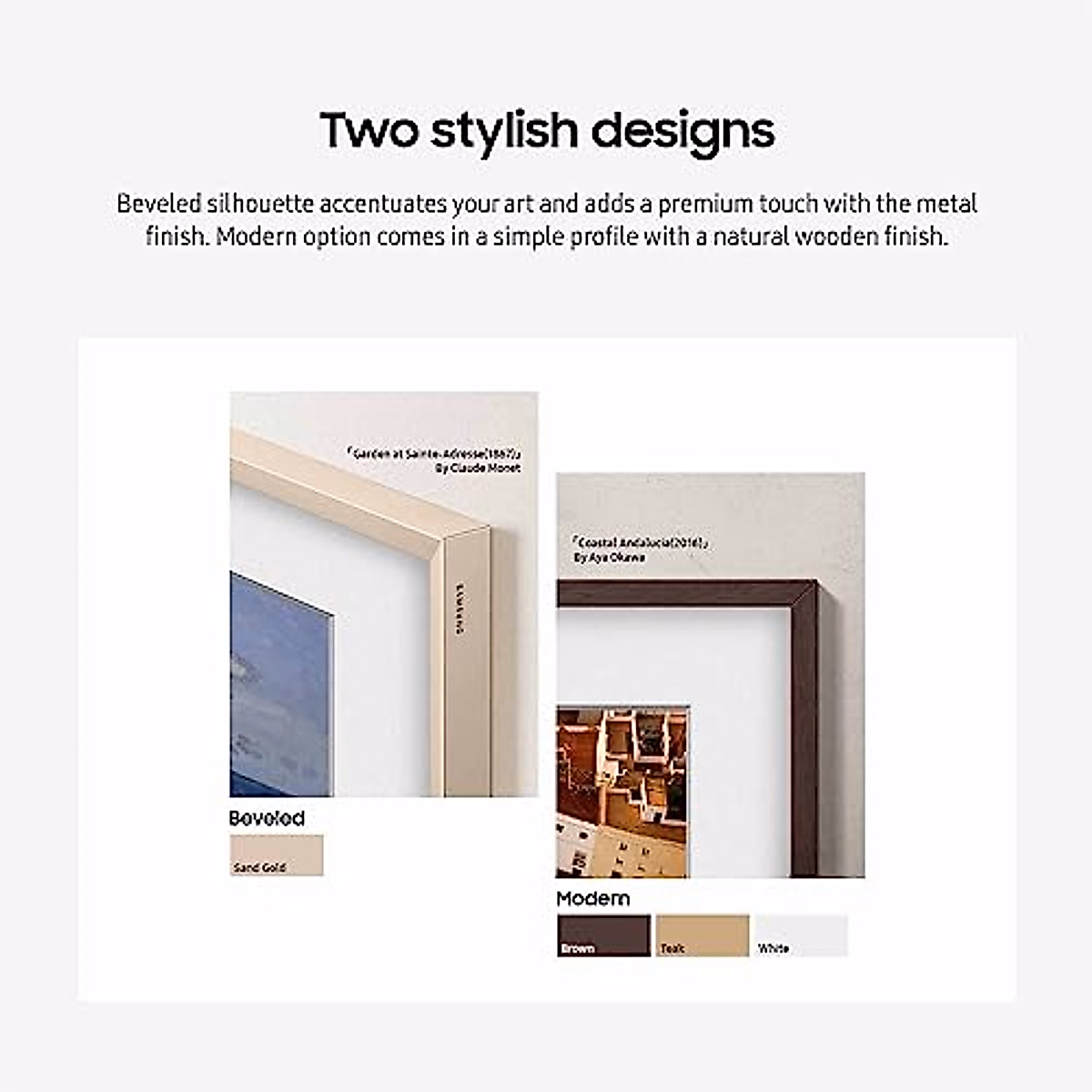 SAMSUNG 65” The Frame TV Customizable Bezel, Magnetic, Quick and Easy Installation, VG-SCFC65SGMZA, 2023, Sand Gold Metal