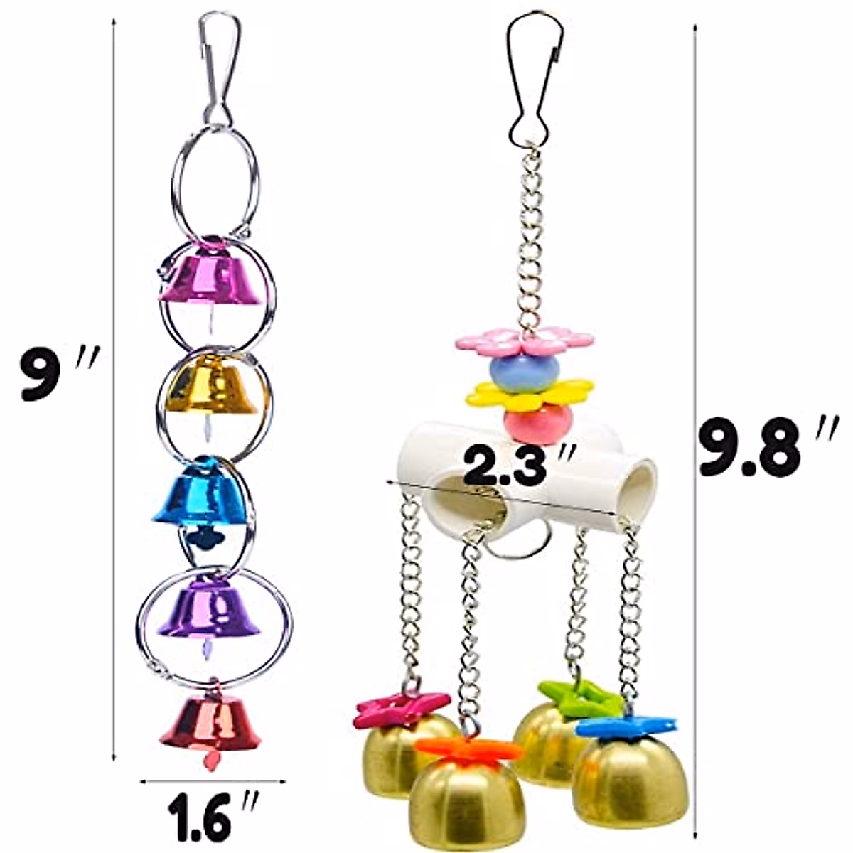 Fejapa Bird Swing Bells Toy with Bell Chewing Hanging Ring Toy Cage Bite for Pet Budgie Parakeet Cockatiel Conure Macaw African Grey Eclectus Cockatoo Finches Lovebird Quaker Parrot Finch Canary