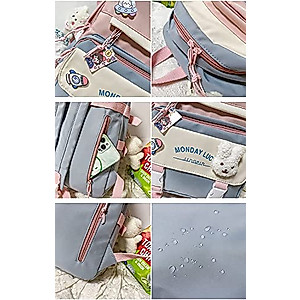 ZUCHON Kawaii Backpack with Cute Pendant & Pin,Large Capacity School Bags Aesthetic Backpacks for School Cute Bookbags (with Lunch Bag) Purple