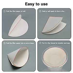 stonylab Qualitative Filter Paper, 100 Packs Slow Flow Rate Cellulose Filter Paper Circles with 10 Micron Particle Retention, 74 mm Diameter