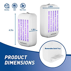 vertmuro Indoor Bug Zapper, Electric Plug in Flying Insects Mosquito Killer with UV LED Light, Portable Gnat Fly Trap for Home, Kitchen, Bedroom, Office(2 Pack)