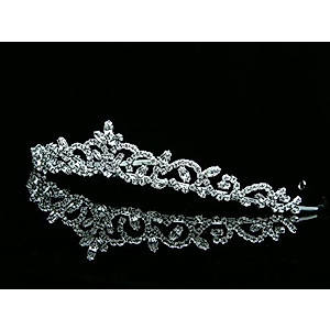 Bridal Princess Rhinestones Crystal Flower Wedding Tiara Crown - Silver Plating T463