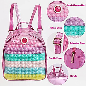 VERPALACE Fluorescent Fidget Toy Pop Backpack for Girls Birthday Gift Fidget Backpack for Kids with LED Lights Stress Relief ,Suitable for Button Cell Ithium Cell CR1220 3V (Batteries not Included)
