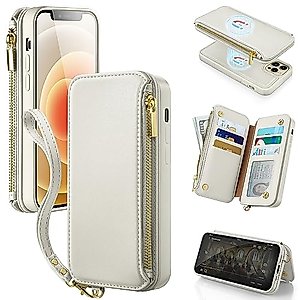 Antsturdy 2 in 1 Detachable for iPhone 13 Pro Wallet case with Magsafe,RFID Blocking Magnetic Wireless Charging PU Leather Phone case Flip Folio Cover Card Holder Wrist Strap Women Men,Beige