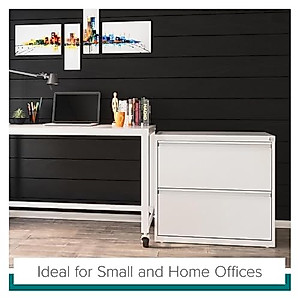 Hirsh 30" W Modern Metal Lateral File Cabinet with 2 Drawers & Secure Lock, Powder Coat, for Home/Office, in White Finish