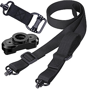 Two Point and Traditional Sling 2 Point Sling Quick Adjust with QD Sling Swivel for Hunting Black (with one qd Mount)