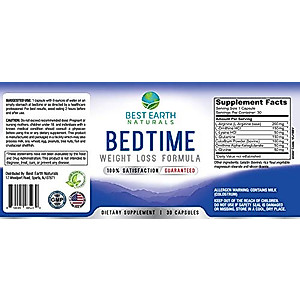 Best Earth Naturals Bedtime Weight Loss Supplement - Helps Boost Metabolism, Suppress Appetite and Reduce Sugar Cravings While You Sleep 30 Day Supply
