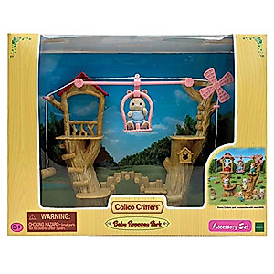 Calico Critters Baby Ropeway Park, Collectible Dollhouse Toy with Sweetpea Rabbit Figure Included, Includes park with slide, windmill and gondola