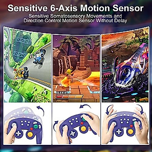 ADHJIE Gamecube Controller for Switch Nintendo,Wireless Gamecube Switch Controller for Nintendo Switch/PC/Steam,6-Axis Gyro Motion,One-Button Wake Up & Auto Turbo, Purple