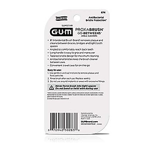 GUM Proxabrush Go-Betweens - Angled- Interdental Brushes - Soft Bristled Dental Picks for Plaque Removal Health - Safe for Braces & Dental Devices, 4ct (6pk)