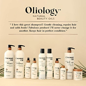 Oliology Coconut Oil Shampoo – Nutrient Rich Shampoo Restores Damaged & Lifeless Hair | Botanically Infused | Provides Intense Shine | Nourishing | Made in USA, Paraben Free & Cruelty Free (32 oz)