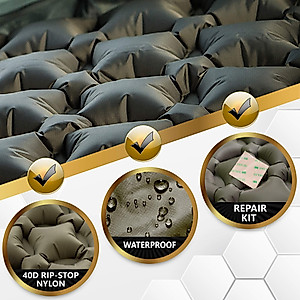 M-Tac Inflatable Camping Mat Ultralight Air Sleeping Pad for Backpacking (Olive, 77" x 24")