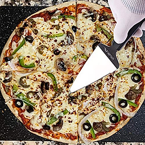 Stainless Steel Cake Slicer, Pie Server with Serrated Edges, Cutter Pizza Knife 1 Mirror Finished & 1 Onside with Fine Serrated Edge, Serrated Cake Serving Spatulas set for Pizza Pie Fruit Cutting