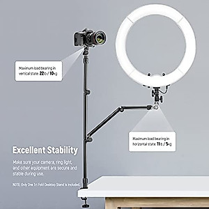 NEEWER Webcam Stand Camera Mount with C Clamp, 35.4" Aluminum Alloy Flexible Articulating Stand Boom Arm with 1/4" 3/8" 5/8" Screws for Ring Light Mirrorless Camera Smartphone Projector, ST3