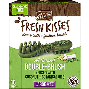 Aurora Pet Variety Pack (2) Merrick Fresh Kisses Double-Brush Large Dental Dog Treats (1) Coconut + Botanical Oils (1) Mint-Flavored Breath Strips with AuroraPet Wipes