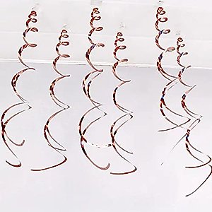 Mefuny Pack of 24 Party Swirl Decorations,Rose Gold Foil Ceiling Hanging Swirl Decoration, Whirls Decorations for Birthday,Wedding,Anniversary, Graduation Party Supplies