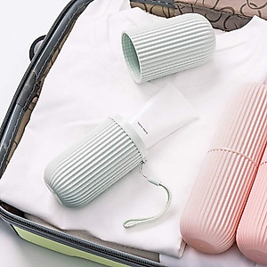 DOBMIT Travel Toothbrush Holder Case, 2 Pack Portable Toothbrush Cup for Travel/Business Trip/Outdoor Camping