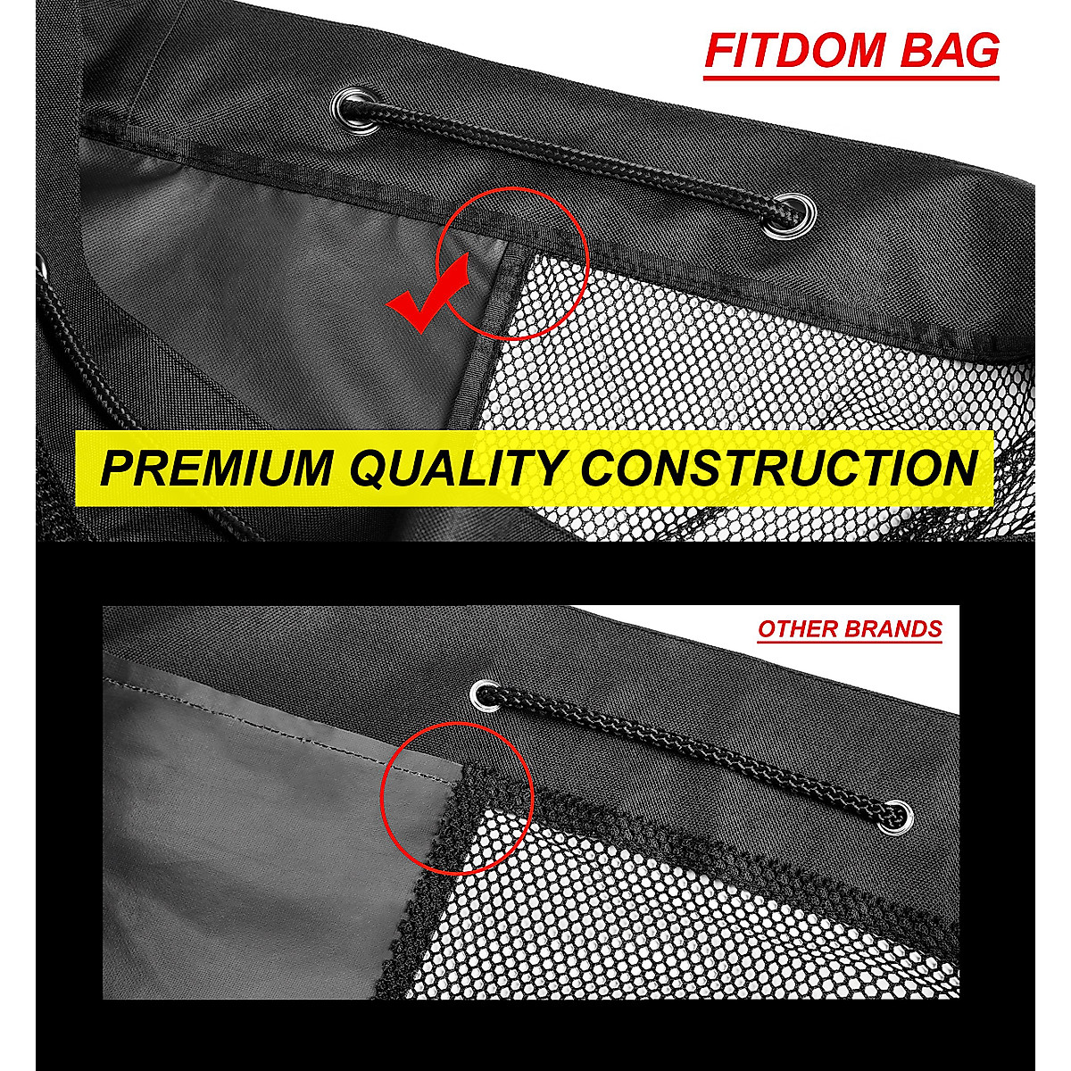 Fitdom Heavy Duty XL Soccer Mesh Equipment Ball Bag w/Adjustable Shoulder Strap Design for Coach. with an Over-Sized Front Pocket for Sporting Accessories. Best for All Outdoor & Water Gears