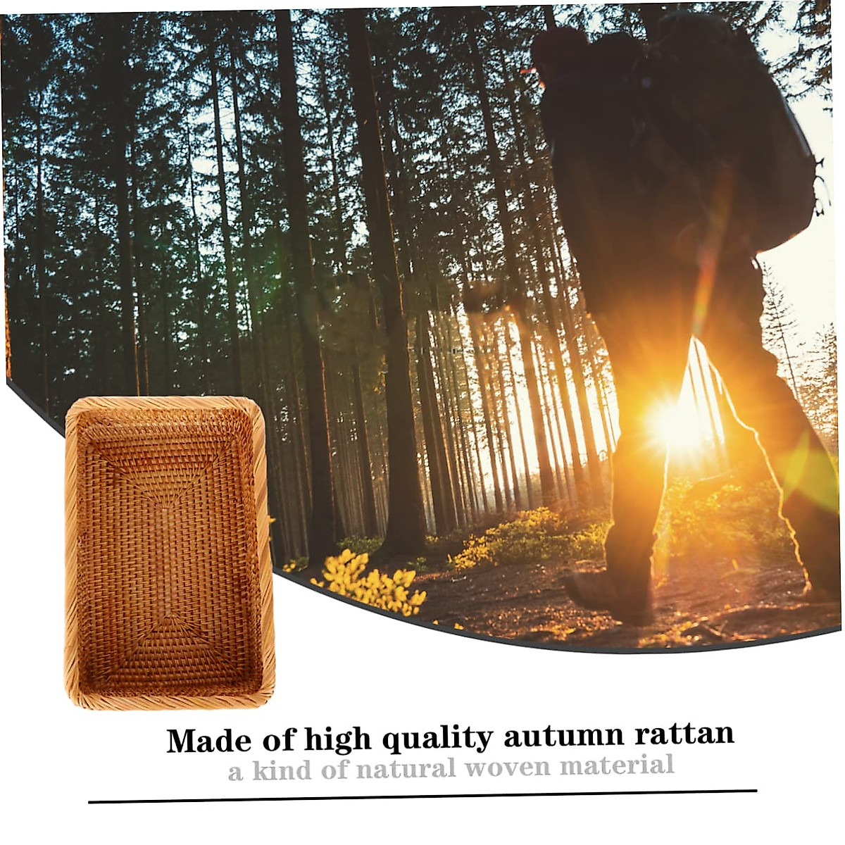 Zerodeko Organizer Rectangular Storage Basket Seagrass Storage Baskets Woven Storage Baskets Rattan Storage Basket Rattan Organizer Bins Seagrass Organizers Storage Box Wicker Sundry 1pc