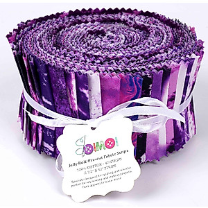 Soimoi 40Pcs Tie Dye Print Cotton Precut Fabrics for Quilting Craft Strips 2.5x42inches Jelly Roll - Purple