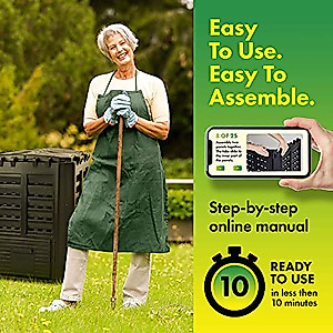 Garden Composter Bin Made from Recycled Plastic – 95 Gallons (360Liter) Large Compost Bin - Create Fertile Soil with Easy Assembly, Lightweight, Aerating Outdoor Compost Box