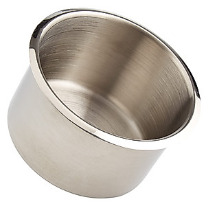 Brybelly Single Stainless Steel Cup Holder, Jumbo - Silver Drop-in Anti-Spill Storage Solution or Replacement Item for Poker Table, Work Desk, Car, Custom Build & DIY Projects