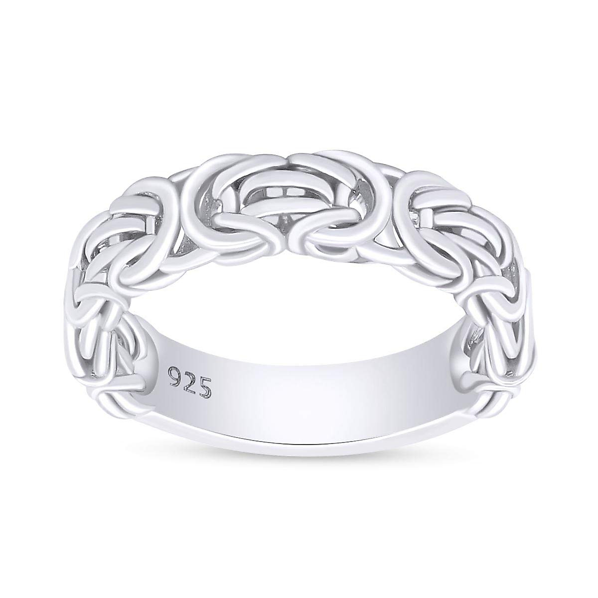 AFFY 14k White Gold Over Sterling Silver Byzantine Ring Jewelry For Engagement Wedding Anniversary Ring Size-7