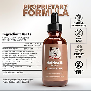 Furrever Gut Health Probiotics for Dogs - Promotes Digestive Health to Sooth and Protect - Supports Occasional Diarrhea, Healthy Skin, Bowel Support, Allergies, Itching, & Gas - Chicken Flavor, 2oz