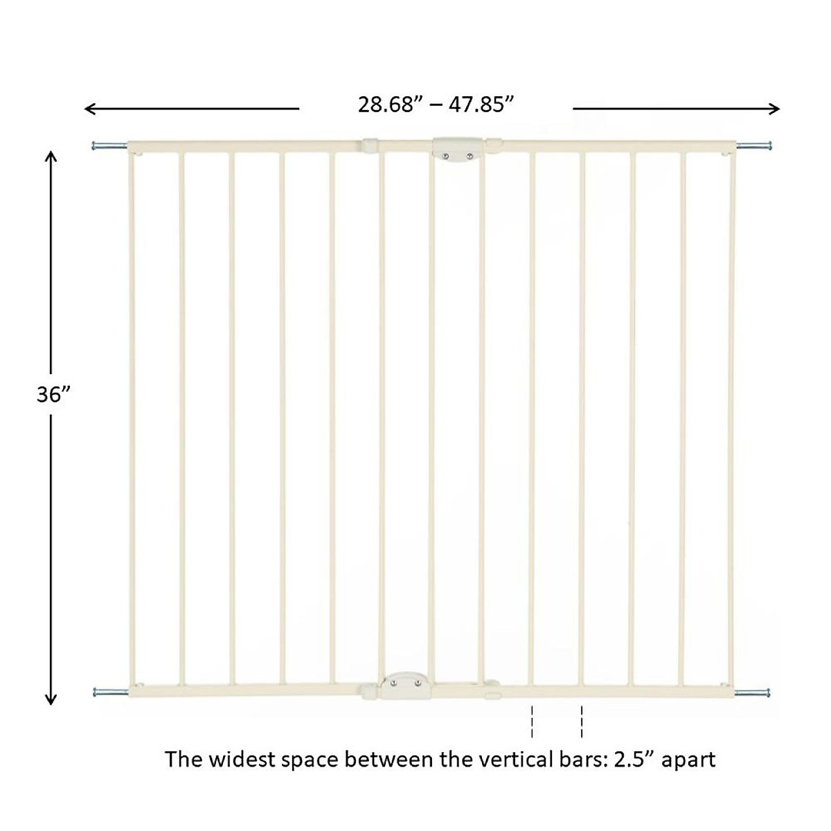 Toddleroo by North States Baby Gate for Stairs and Doorways: Tall Easy Swing & Lock Series 2 Child Gate, Fits Openings 28.68"-47.85" Wide. Safety Latch, Hardware Mount. (36" Tall, Warm White)