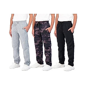 3 Pack Boys Girls Athletic Pants Sweatpants Active Kids Teen Open Bottom Fleece Youth Training Pajama Warm Performance Workout Activewear Winter Warm Sports Running Quick Dry Dri Fit- Set 4,M(8-10)