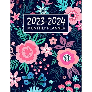 2023-2024 Monthly Planner: Two Years from January 2023 to December 2024, Monthly Organizer with Holidays & Inspirational Quotes (Cute Flowers Cover)