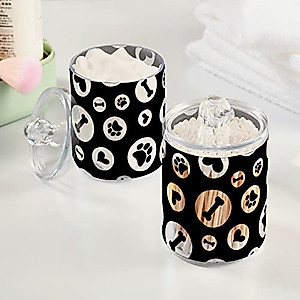 Love Paw Imprint Acrylic Jars 2/4 Pack of 12 oz, for Bathroom Canister Storage Organization, Vanity Makeup Organizer