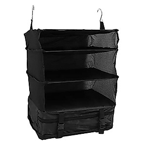BestAlice Portable Hanging Travel Shelves Bag, 3 Shelf Hanging Clothes Bag for Travel, Large Capacity Hanging Suitcase Organizer, Foldable Hanging Packing Cube Organizer Suitcase Storage