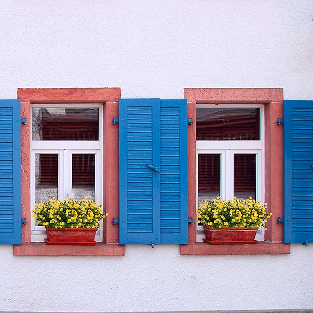 JOYGAR 8 Bundles Artificial Flowers Fake Boxwood Shrubs UV Resistant No Fade Faux Greenery Faux Plastic Lotus for Home Garden Hanging Planter Indoor Porch Patio Office Wedding Decoration(Yellow)