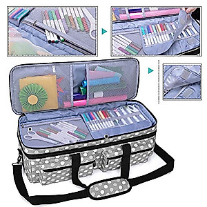 LUXJA Double-Layer Bag Compatible with Cricut Explore Air (Air2) and Maker, Carrying Bag Compatible with Cricut Die-Cut Machine and Supplies (Bag Only, Patent Design), Gray Dots