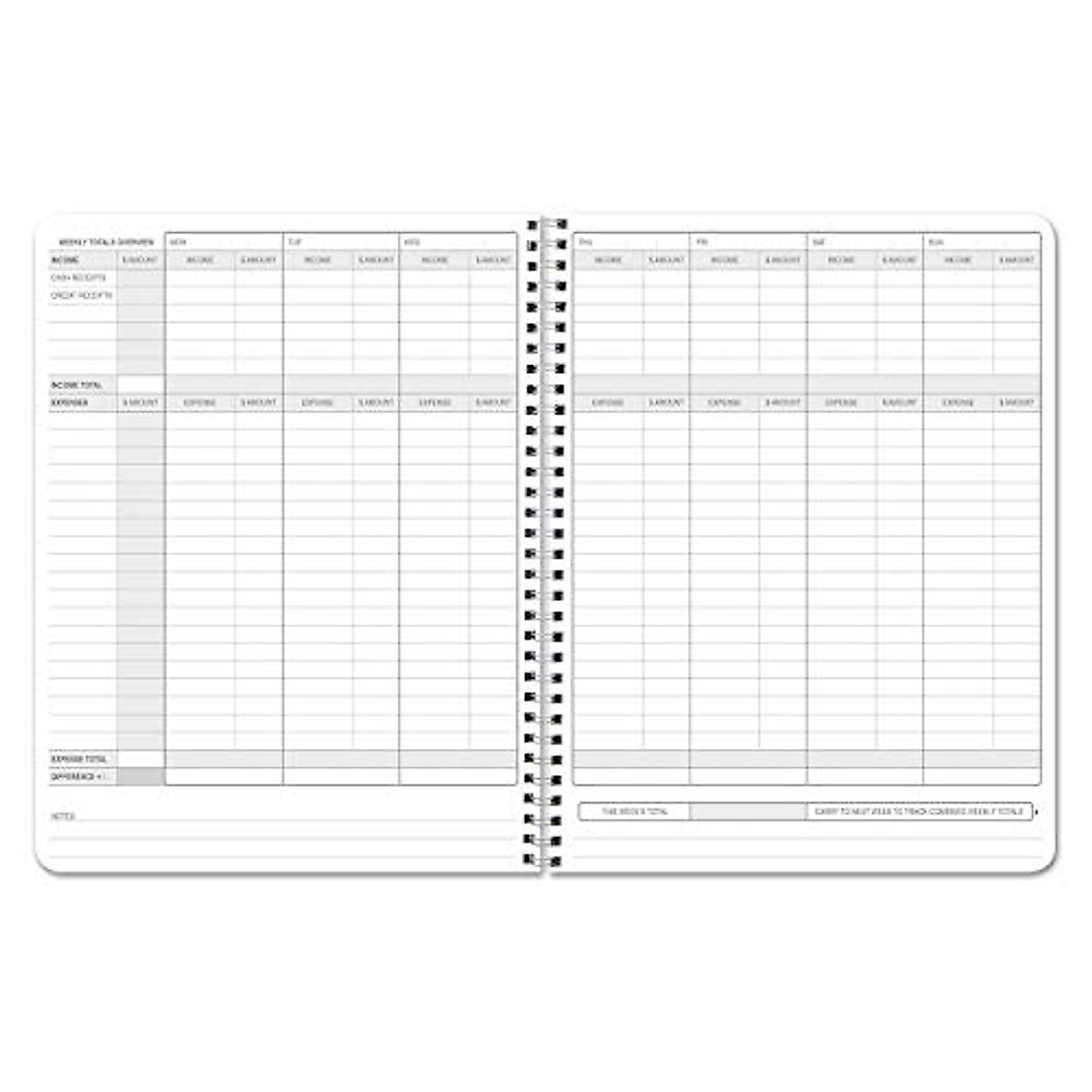 BookFactory Income and Expense Log Book/Tracker/Small Business Ledger Book/Accounting & Bookkeeping Ledger Log Book/LogBook 108 Pages - 8.5" x 11" Wire-O (LOG-108-7CW-PP-(IncomeExpense)-BX)