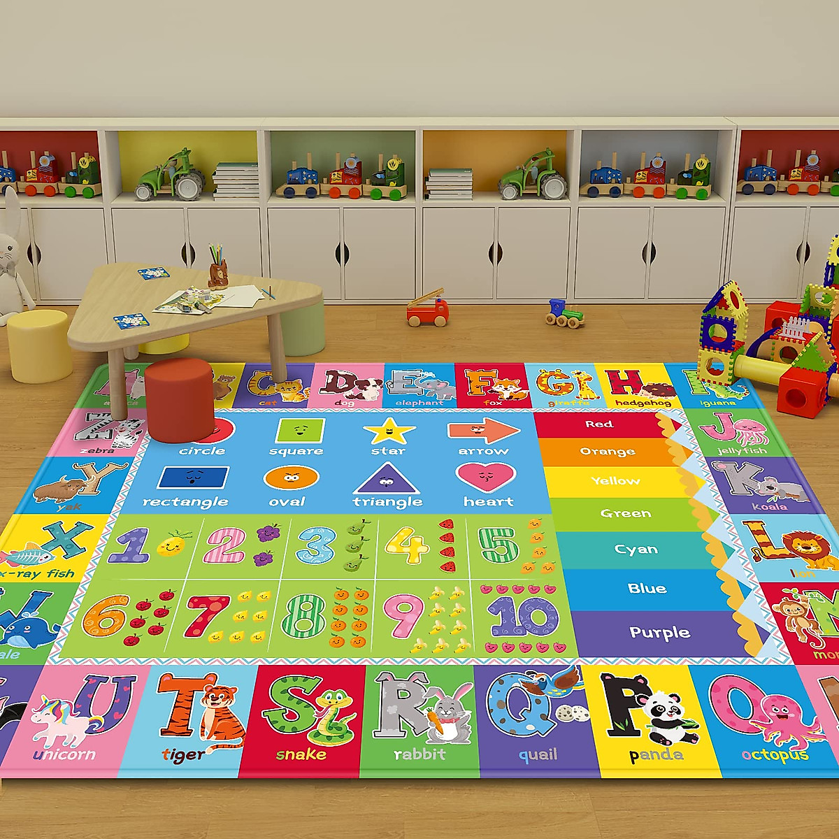 LTKOUGFAM Kids Play Rug for Playroom, Kids Play Mat ABC Educational Area Rug, Toddler Baby Playroom Mat, Alphabet Animal Soft Non-Slip Kids Rug Carpet for Boy Girl Bedroom (78.7X59 INCH Green)
