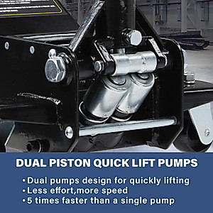 3 Ton Heavy Duty Low Profile Steel Floor Hydraulic Car Jack Stands Tool, Black