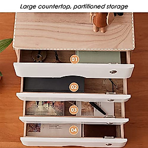 YUZDNM Desktop Drawer Cabinet, Desk Storage Box, Flat File Cabinet, Wooden Desktop Storage Box with Lockable Drawers, Office Supplies A4/Receipt File Organizer (Size : 4 Layer)