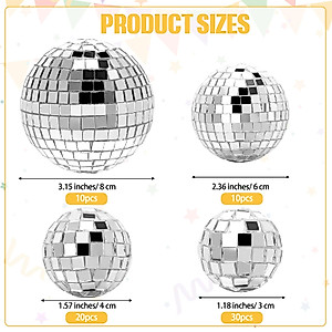 Geetery 70 Pcs Disco Ball Cake Topper Various Sizes Reflective Mirror Silver Mini Small Disco Ball Cake Decorations for Centerpiece 70s 80s Birthday Party Wedding Decor