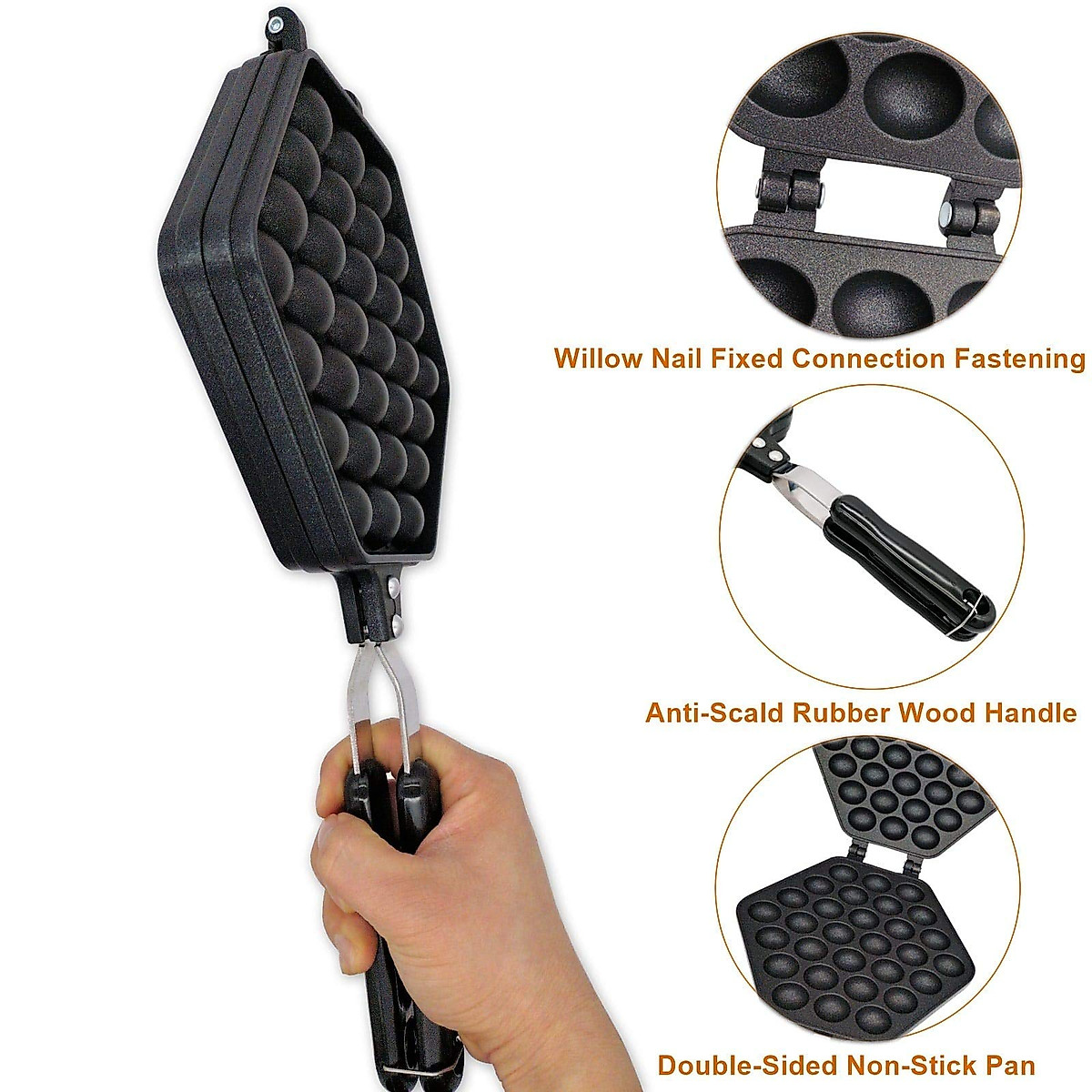 AeKeatDa Egg Waffle Maker Cake Maker with Silicone Brush for Home, kitchen, DIY,Bakeware and etc,DIY Bubble Waffle Maker,Non-Stick