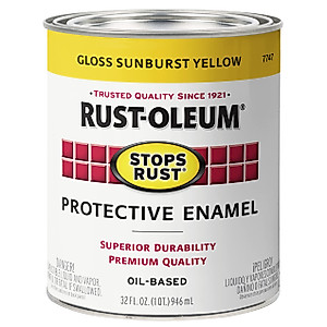 Rust-Oleum 7747502-2PK Stops Rust Brush On Paint, Quart (2 Pack), Gloss Sunburst Yellow, 2 Can