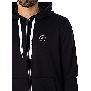 A|X ARMANI EXCHANGE mens Basic Zip Up Hoodie With Chest Logo Hooded Sweatshirt, Navy, XX-Large US
