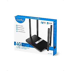 Cudy New AC1200 Dual Band Unlocked 4G LTE Modem Router with SIM Card Slot, 1200Mbps Mesh WiFi, EC25-AFX Qualcomm Chipset, 5dBi High Gain Antennas, DDNS, VPN, Cloudflare, LT500