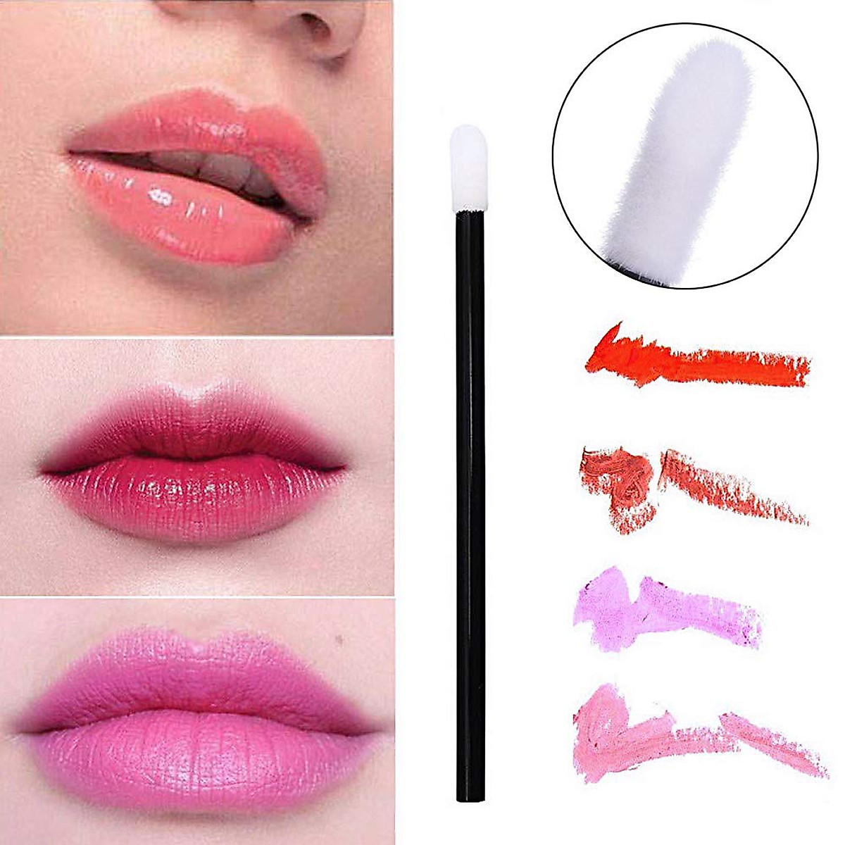 Pimoys Lip Brushes, 200Pcs/Set Disposable Lip Brushes Make Up Brush Lipstick Lip Gloss Wands Applicator Tool Makeup Beauty Tool Kits