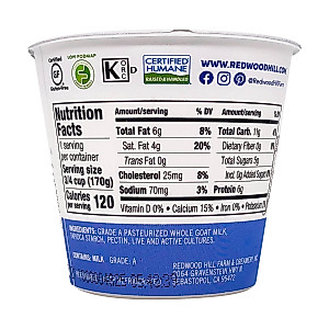 Redwood Hill Farm, Goat Milk Yogurt, Plain, 6 oz